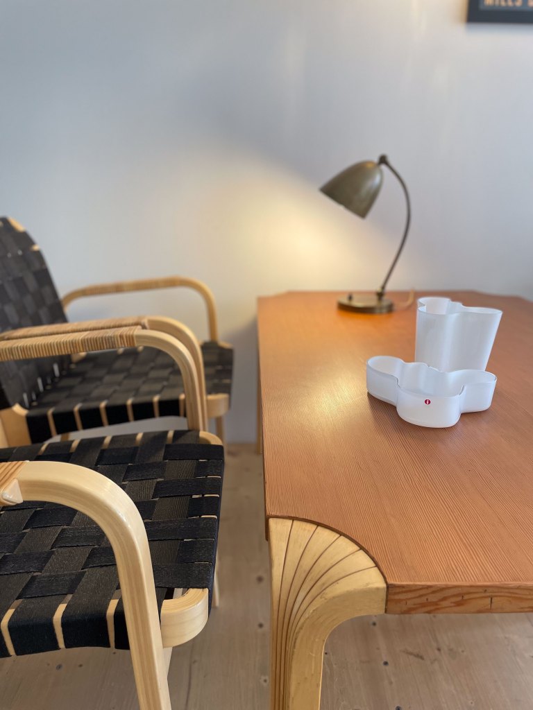 Alvar Aalto Fan Leg Table in Birch and Oregon Pine